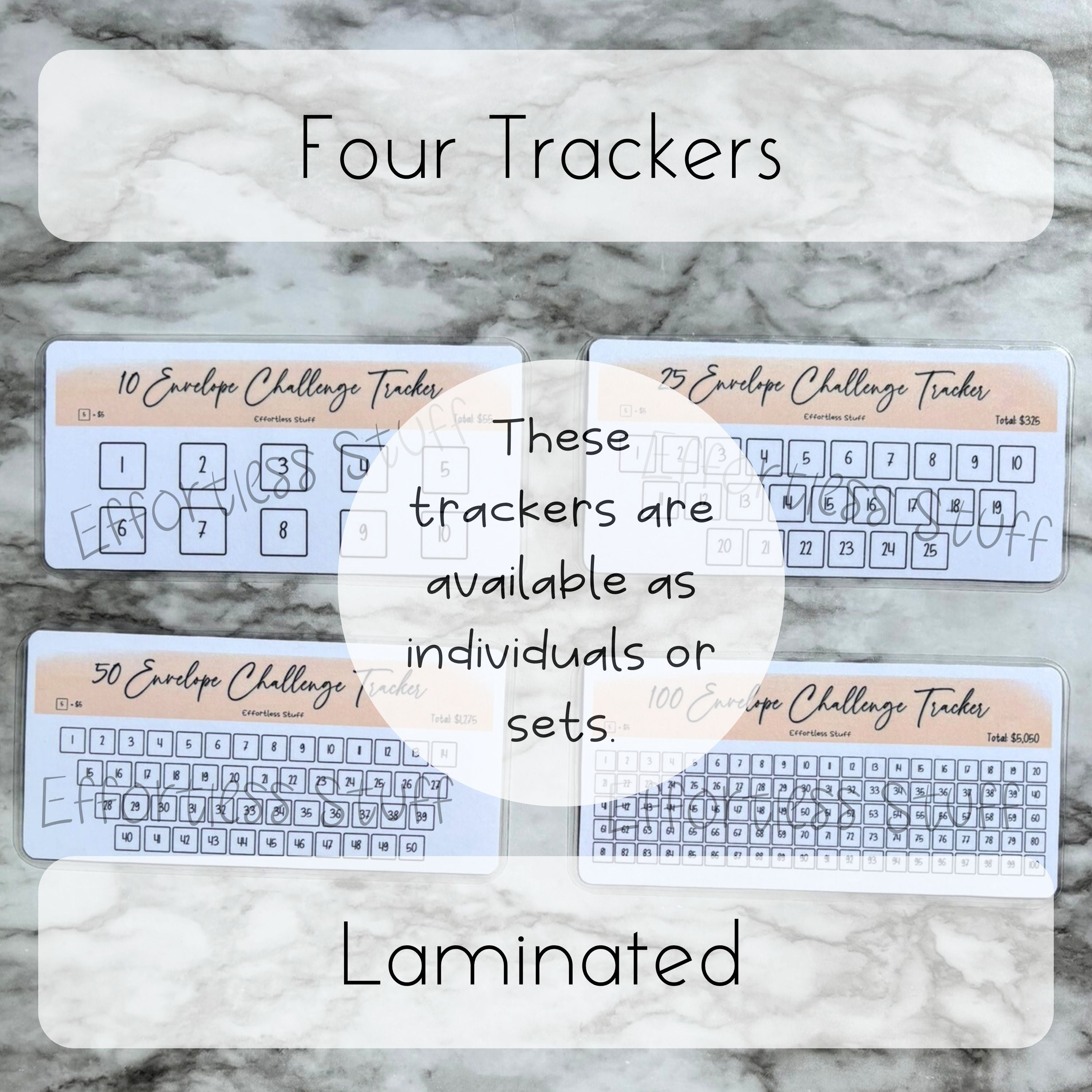 Cream Color Envelope Challenge Tracker Inserts | Laminated Trackers ...