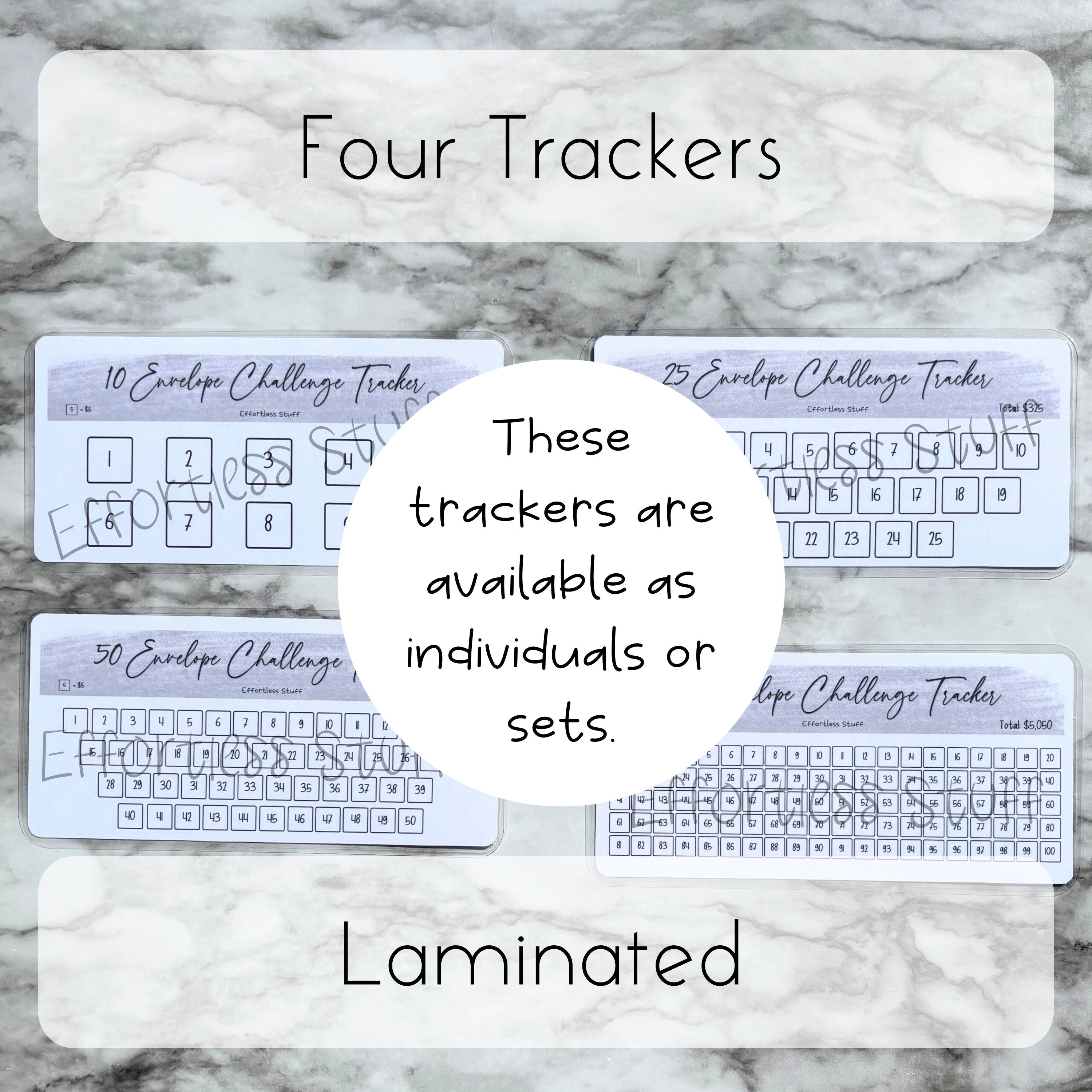 Gray Color Envelope Challenge Tracker Inserts | Laminated Trackers | F ...