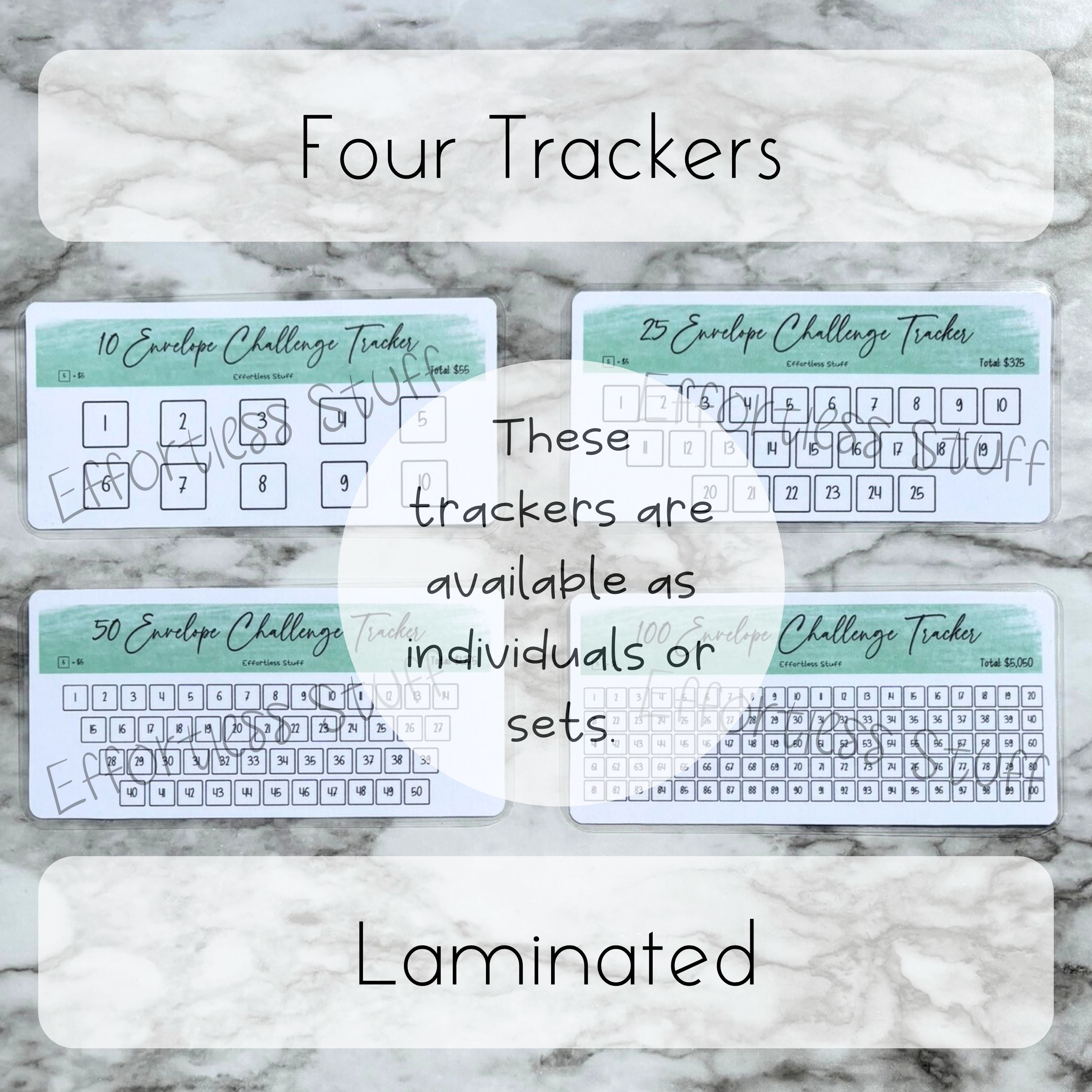 Green Color Envelope Challenge Tracker Inserts | Laminated Trackers ...