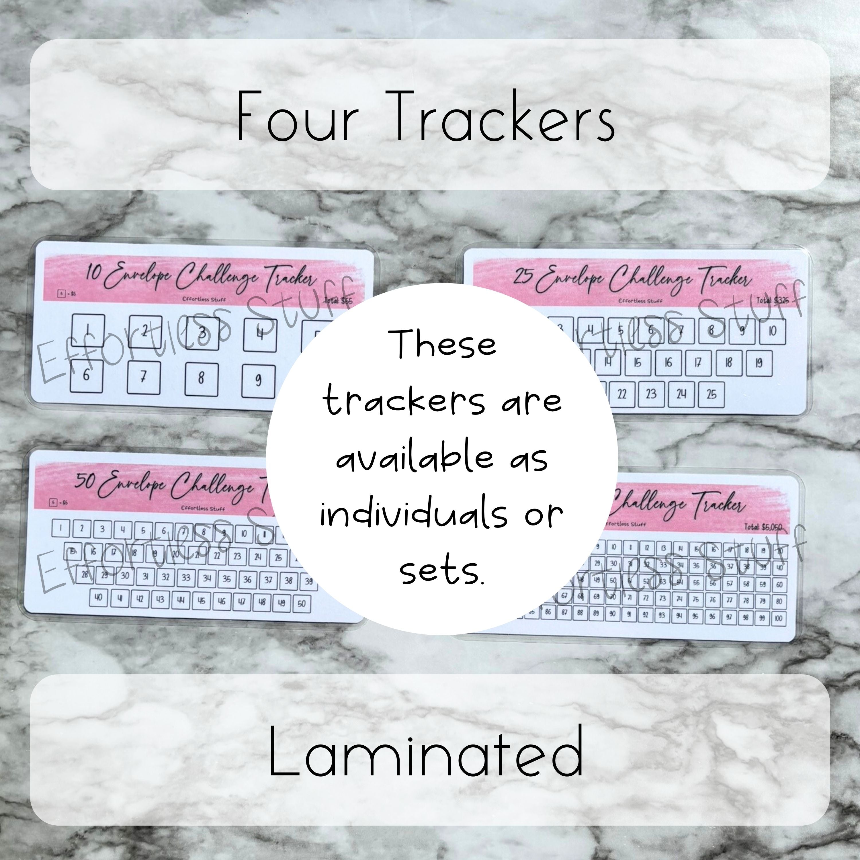 Pink Color Envelope Challenge Tracker Inserts | Laminated Trackers | F ...