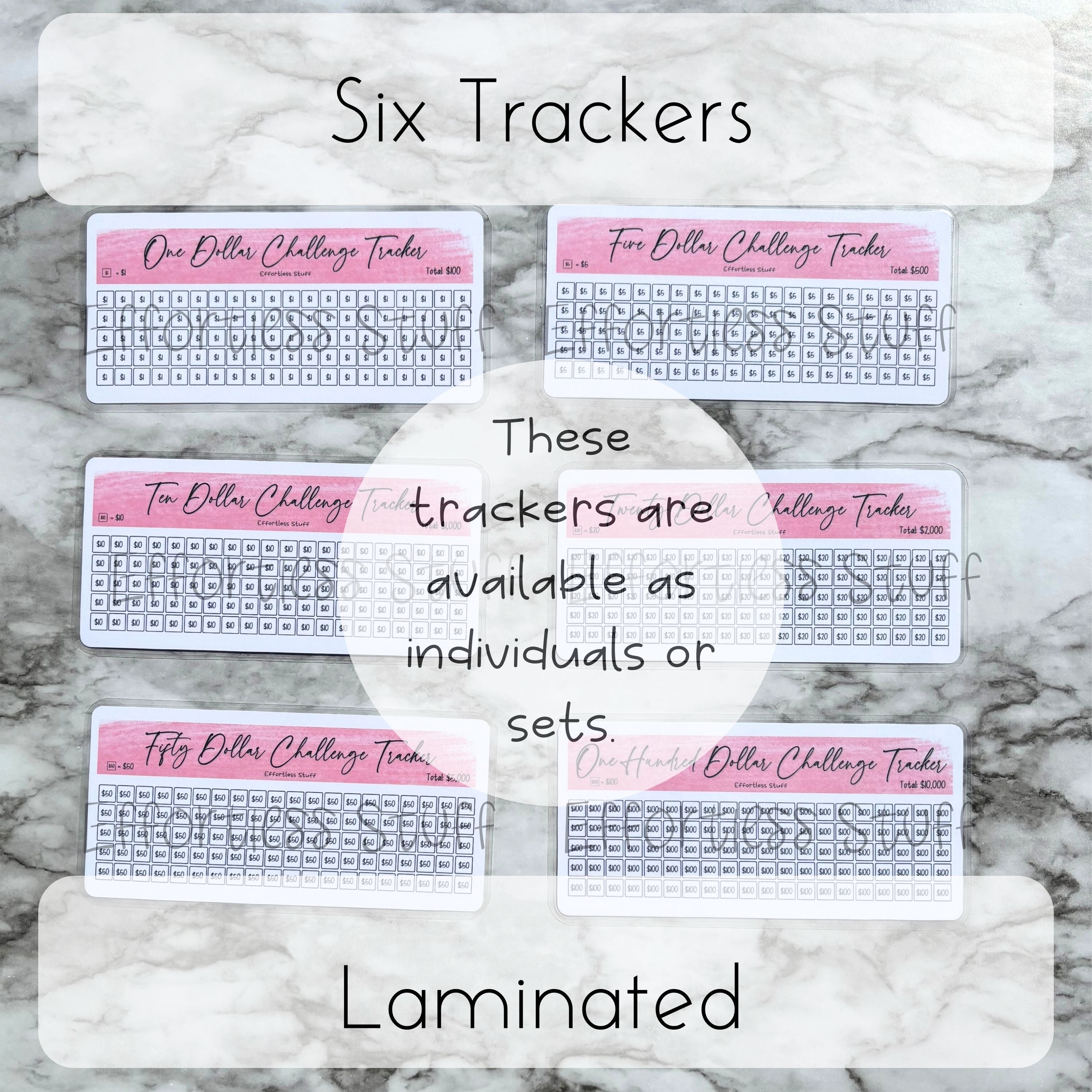 Pink Color Savings Challenge Number Design Tracker | Laminated Tracker ...